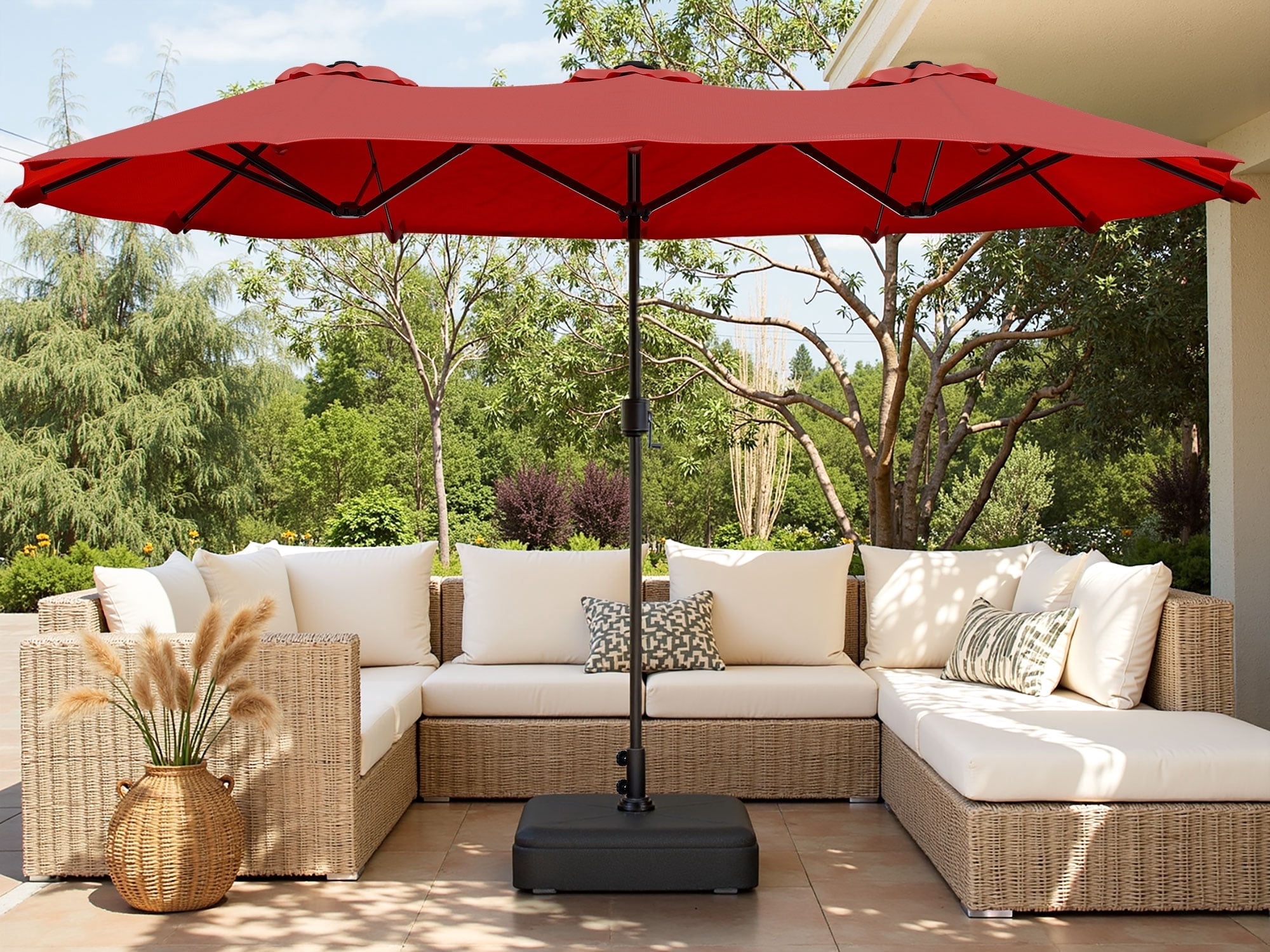Walsunny 16 FT Large Outdoor Patio Umbrella with Base Included, Double ...