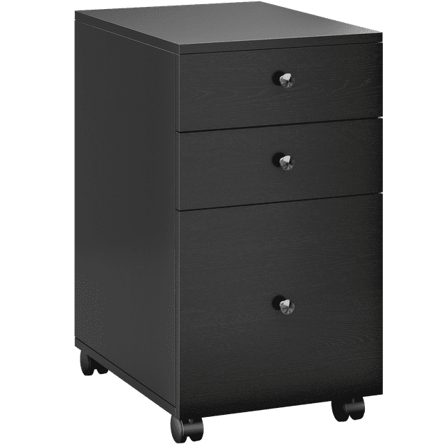 Walsunny Slim 3-Drawer Wood File Cabinet with Wheels for Home Office ...