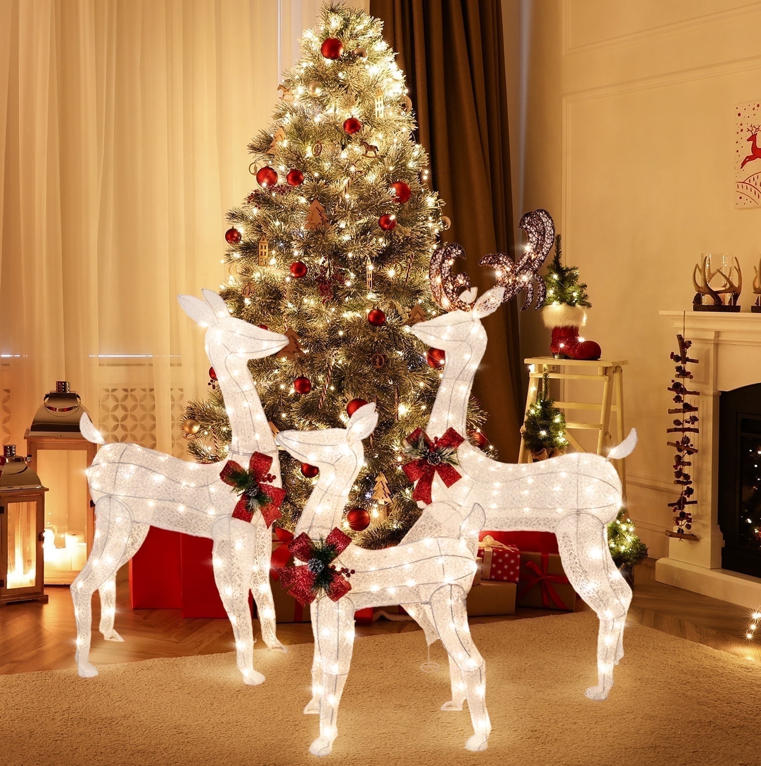 Walsunny 3-Piece LED Light Display Set, Family Deer Christmas ...