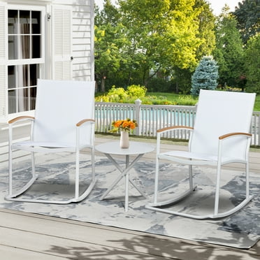 Walsunny 3 Piece Rocking Bistro Set, Outdoor Furniture with Rocker ...