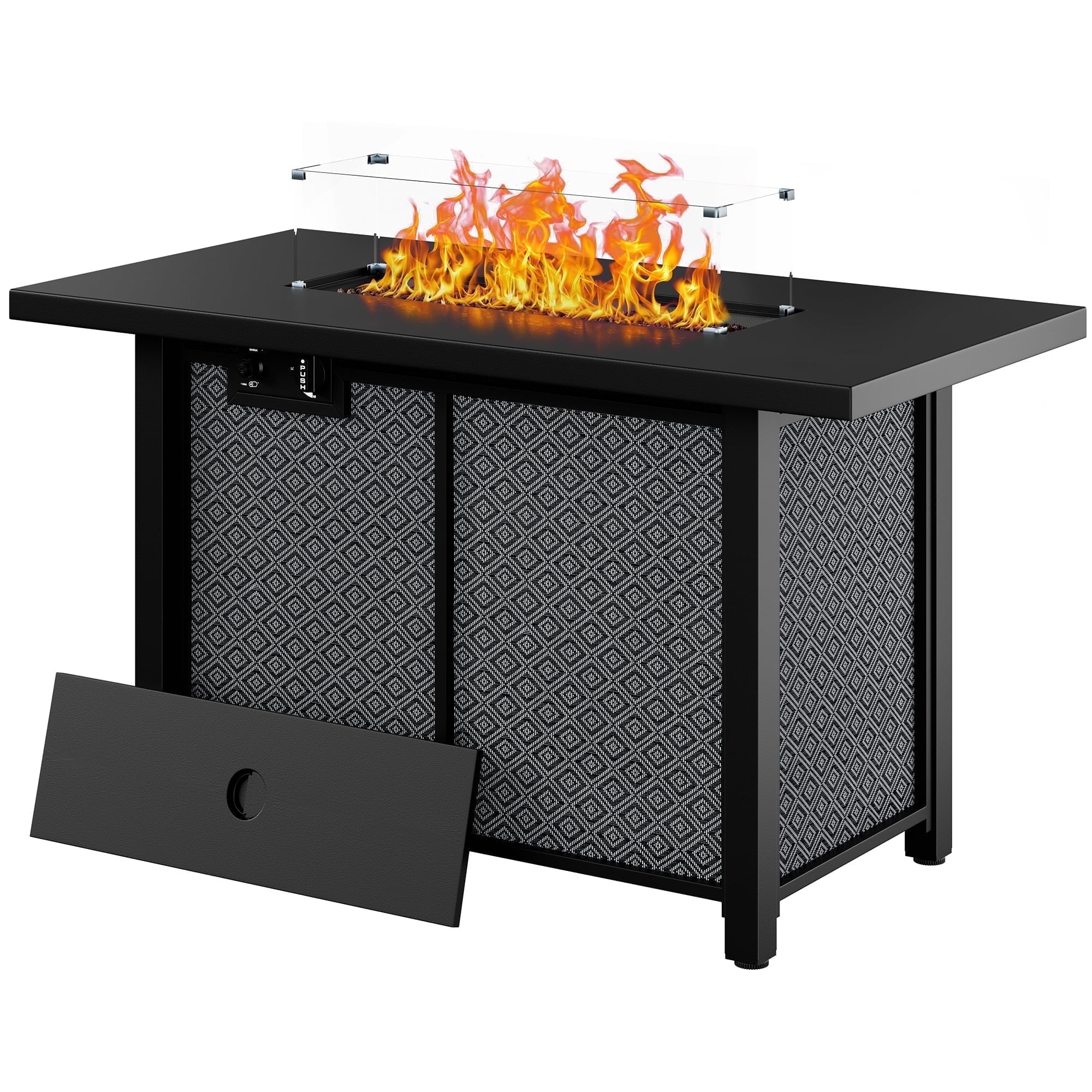 Walsunny 43" Propane Fire Pit Table Outdoor Gas Fire Pit with Lava ...