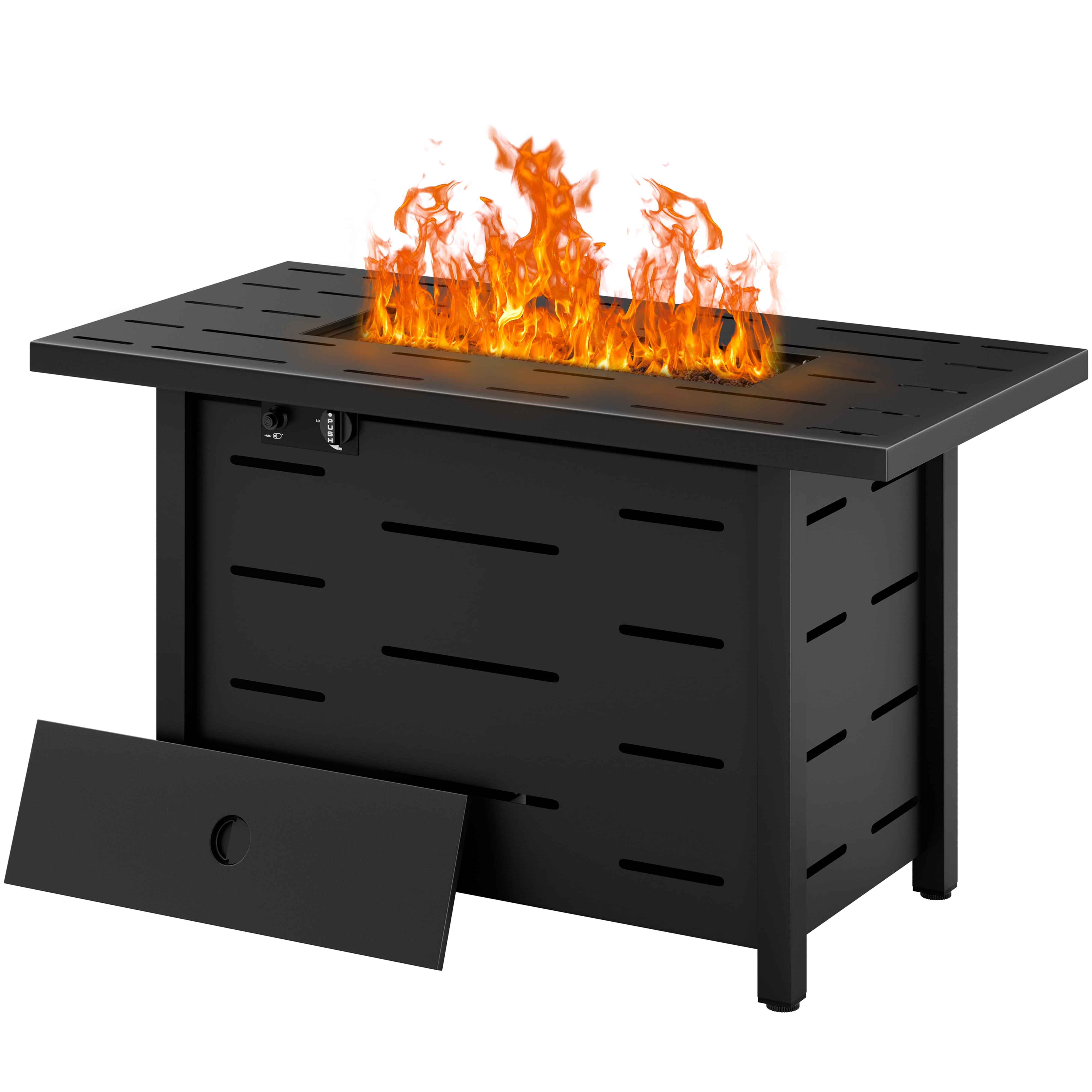 Walsunny 43 inch Gas Fire Pit Table 50,000 BTU Outdoor Rectangular ...
