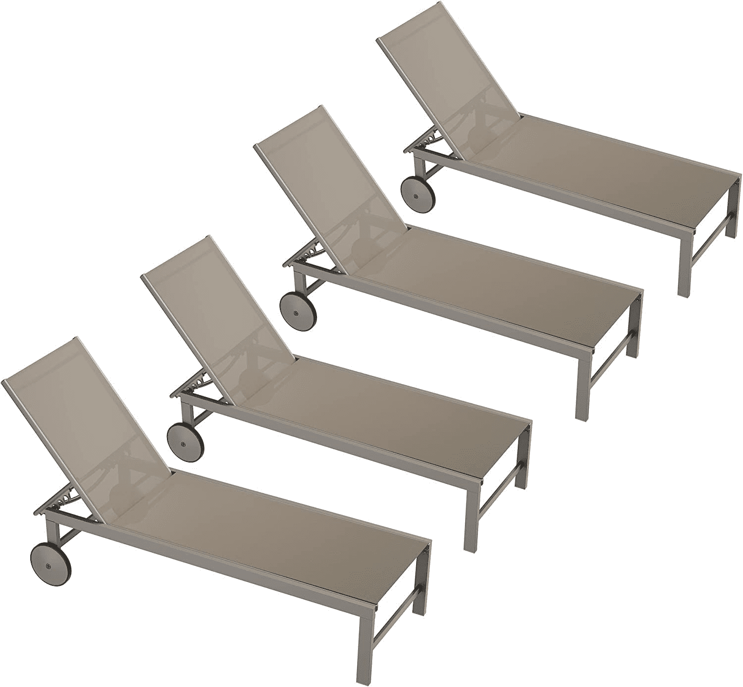 Walsunny 4pcs Patio Outdoor Aluminum Chaise Lounge Chairs with Wheels ...