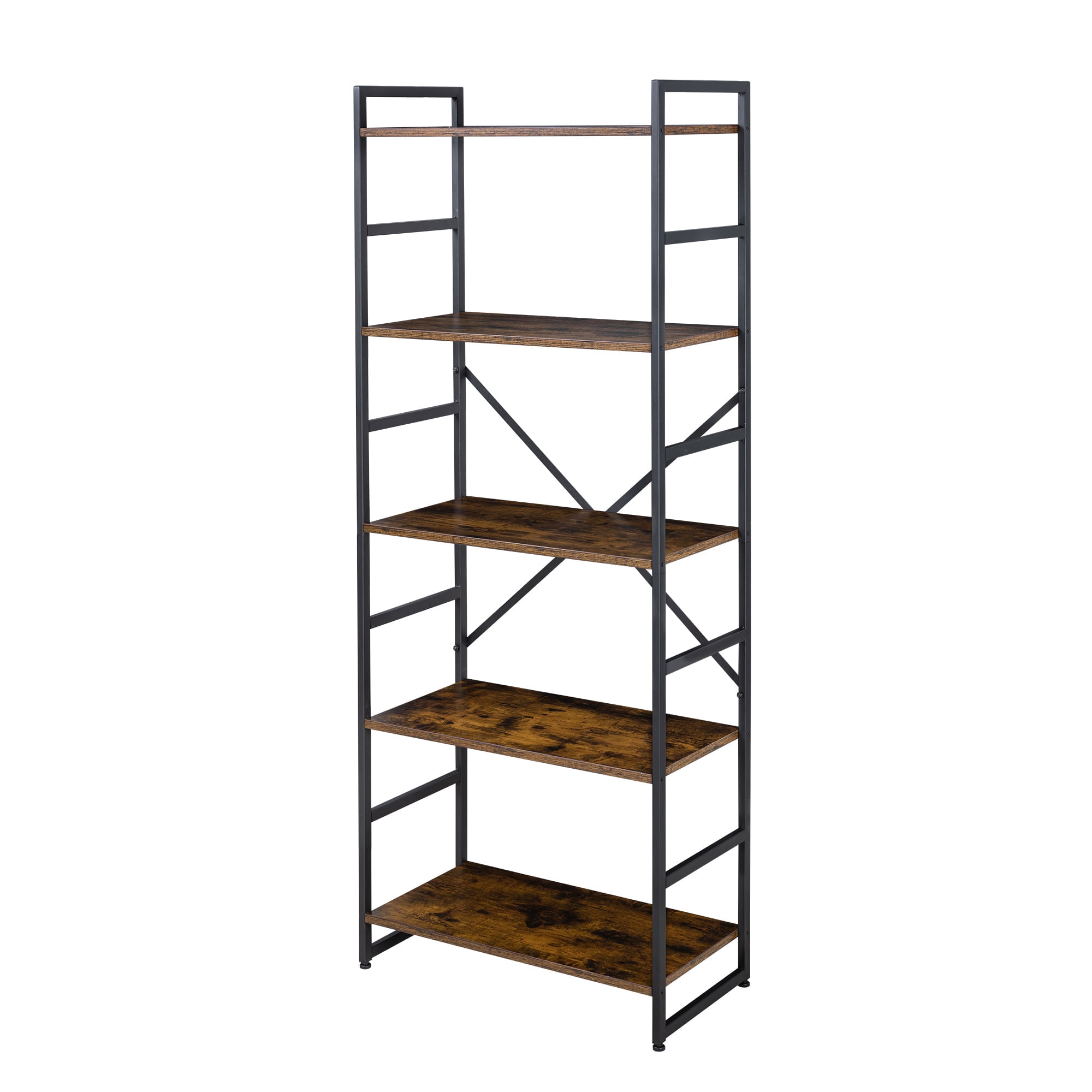 Walsunny 5-Tier Metal Bookshelf, Industrial Display Book Rack, Modern ...