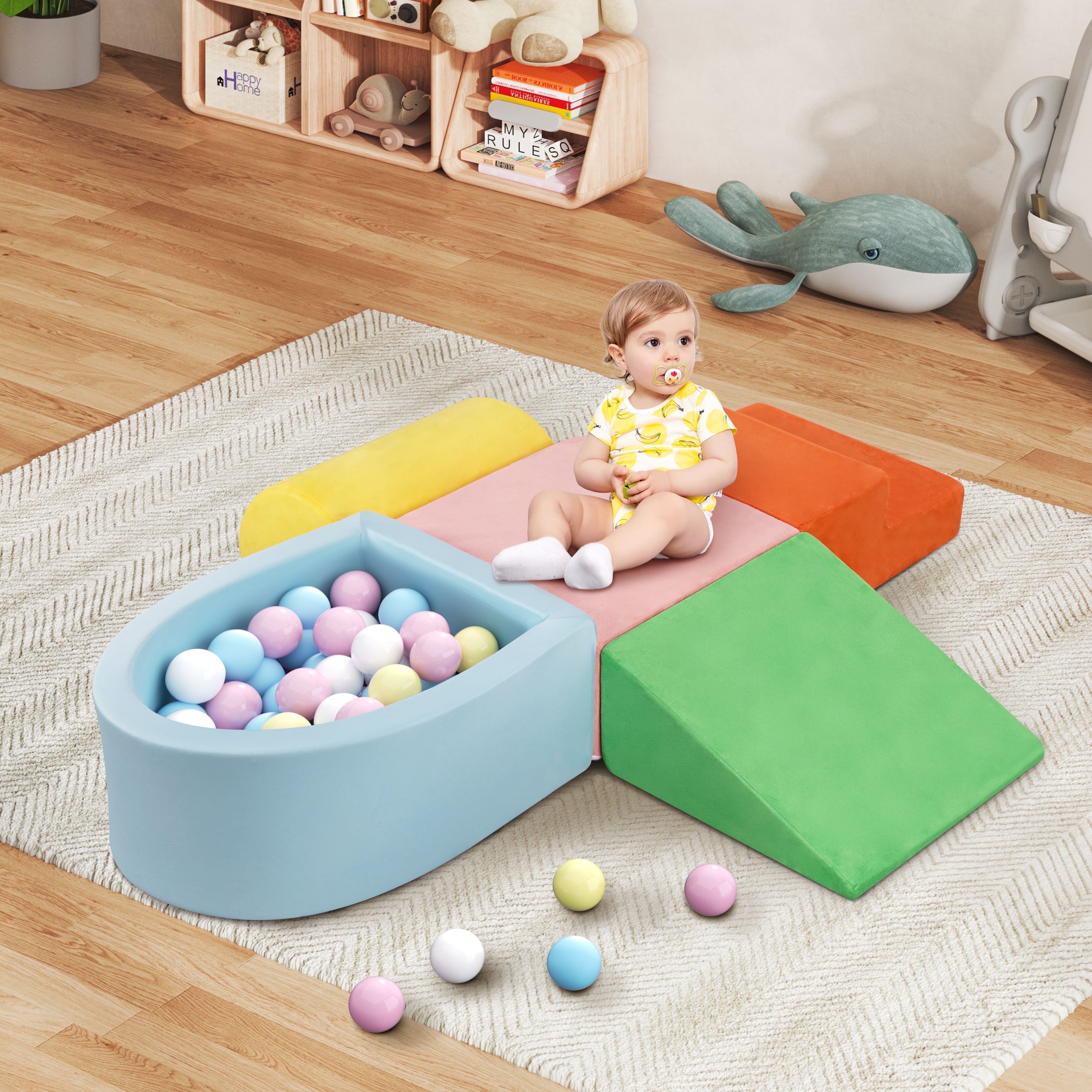 Walsunny 5 PCS Foam Baby Toddlers Climbing Block Toy set, Indoor ...