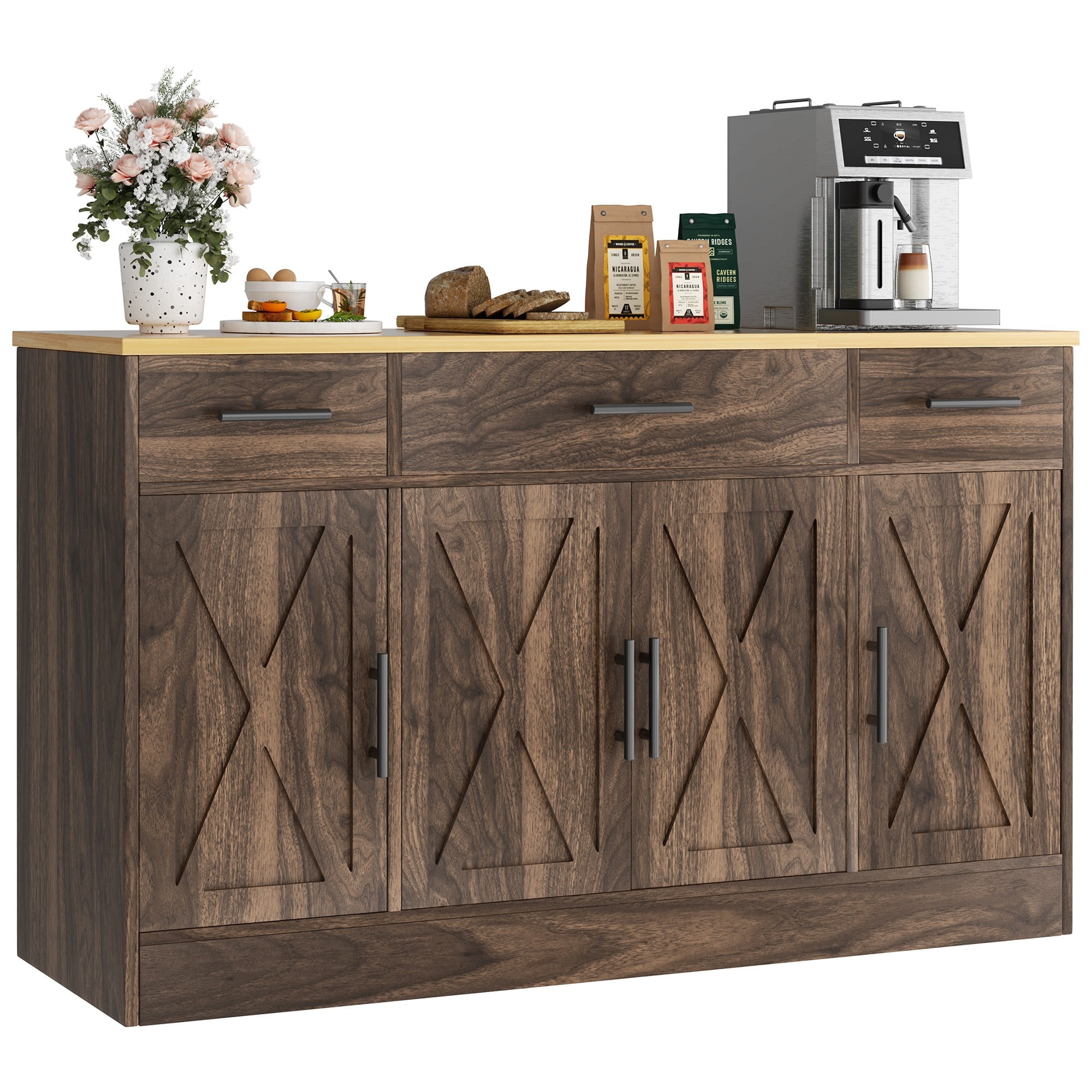 Walsunny 53" Buffet Cabinet with Drawers Large White Sideboard Buffet ...