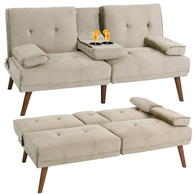 Walsunny 60”Convertible Sofa Bed Small Folding Loveseat Couch Removable ...