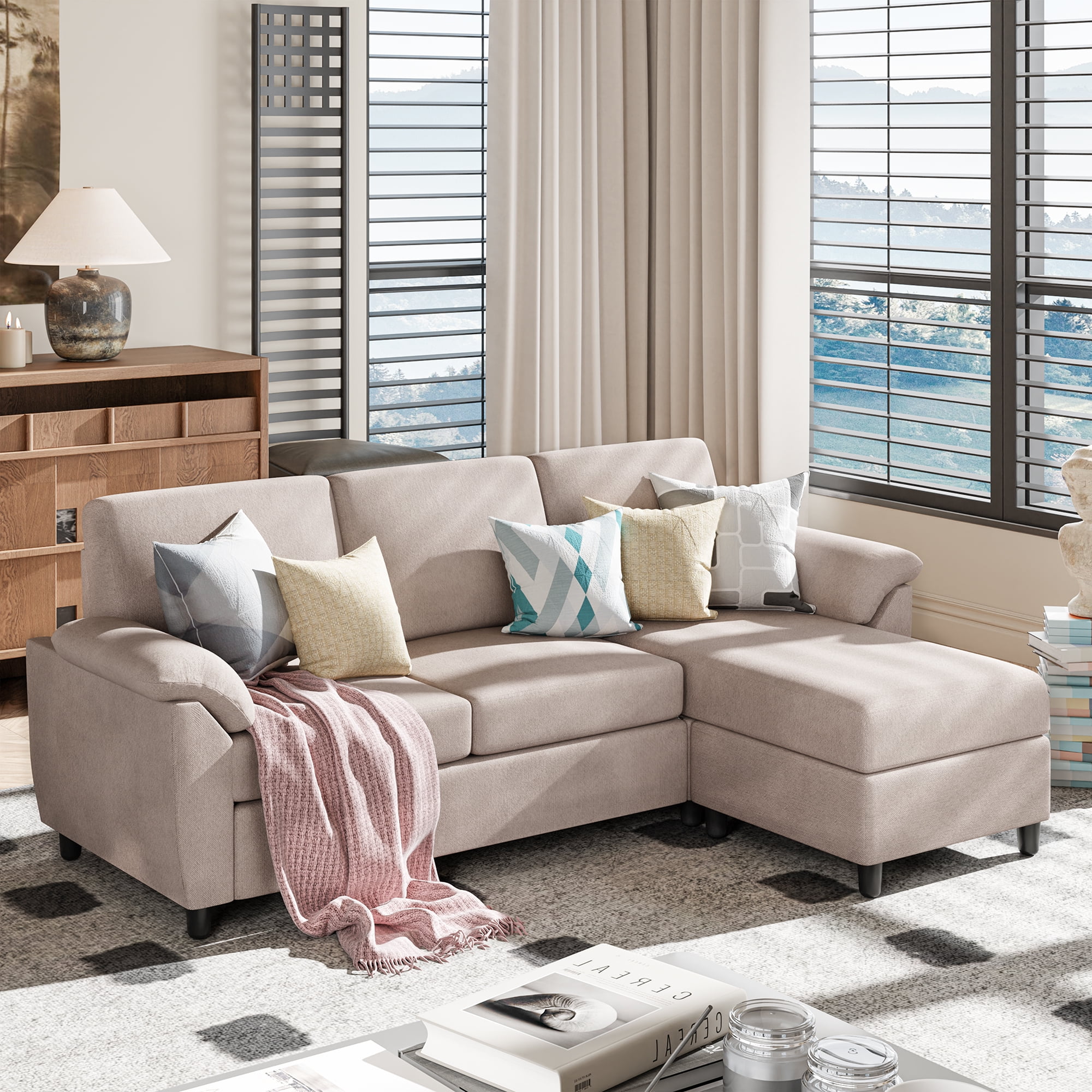 Walsunny 79"Convertible Sectional Sofa, L Shaped Couch Reversible ...