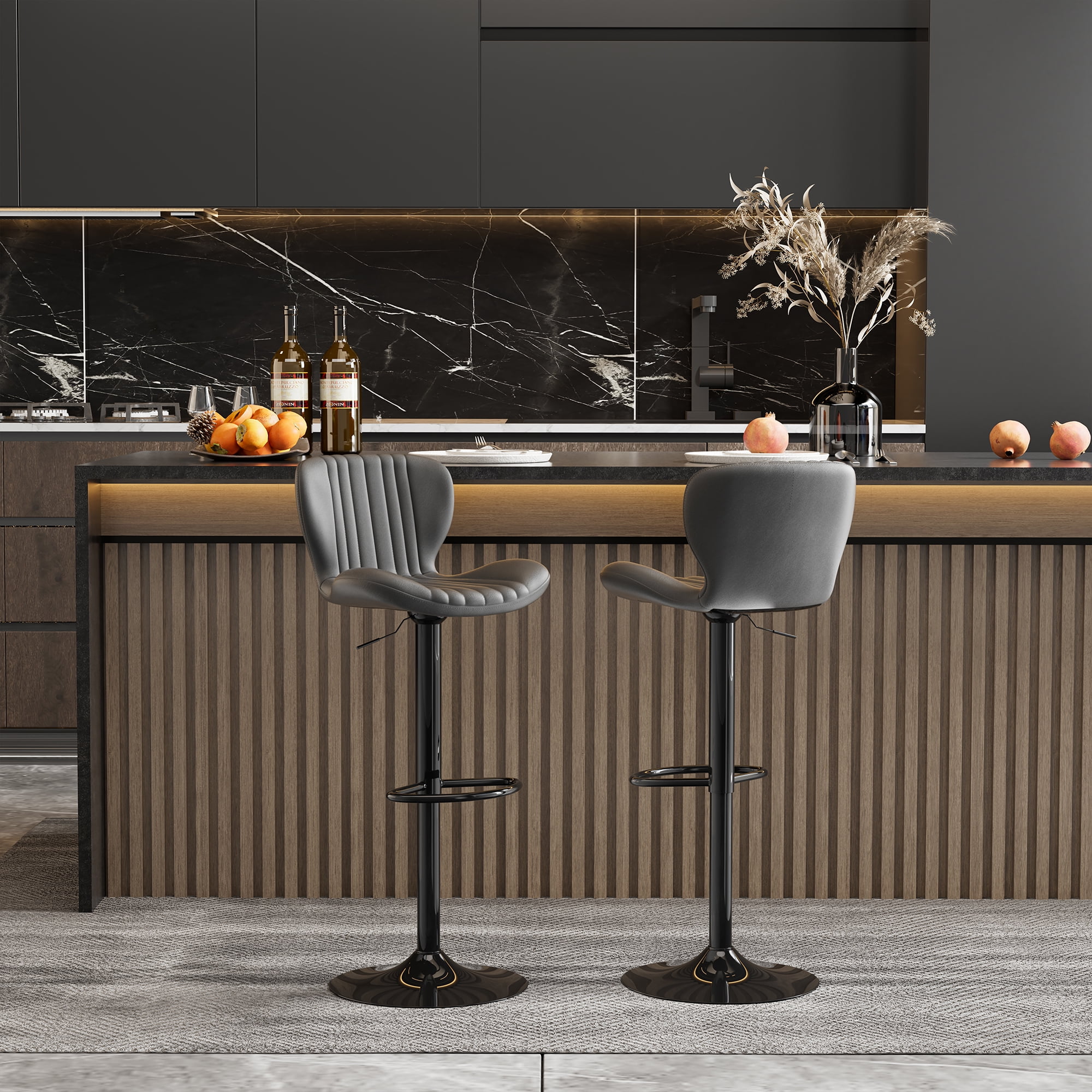 Walsunny Adjustable Bar Stools, Set of 2, Swivel Counter Height Stools ...