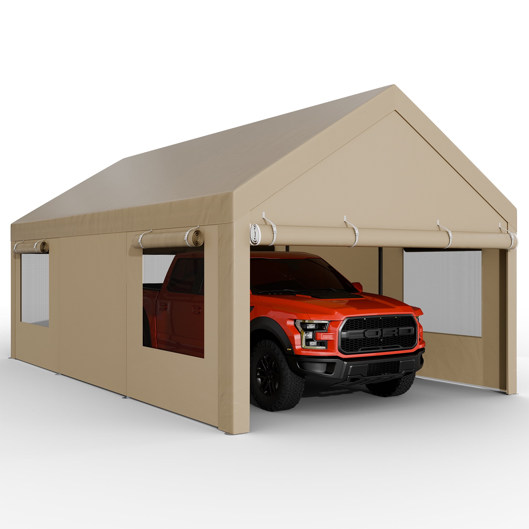 Walsunny Carport 12x20 Heavy Duty Carport Canopy with Roll-up Windows ...