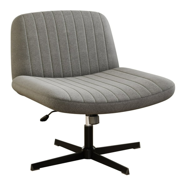 Wide Cross Legged Office Desk Vanity Chair Comfy Fabric Armless ...