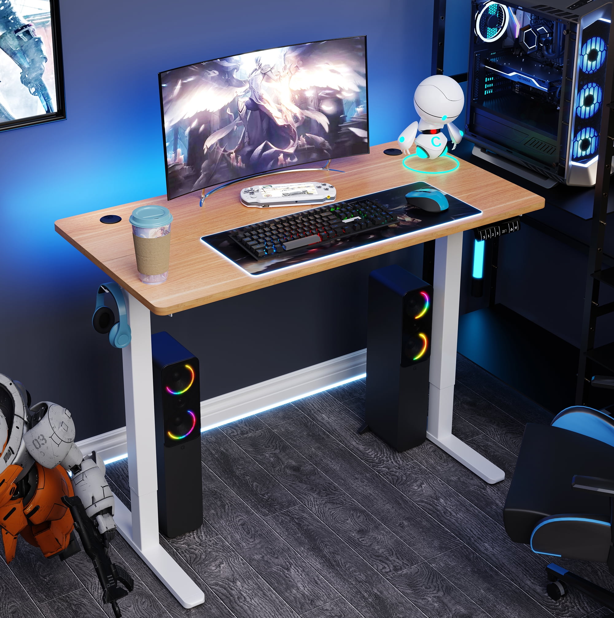 Walsunny Electric Height Adjustable Standing Home Office Desk 48 x 24 ...