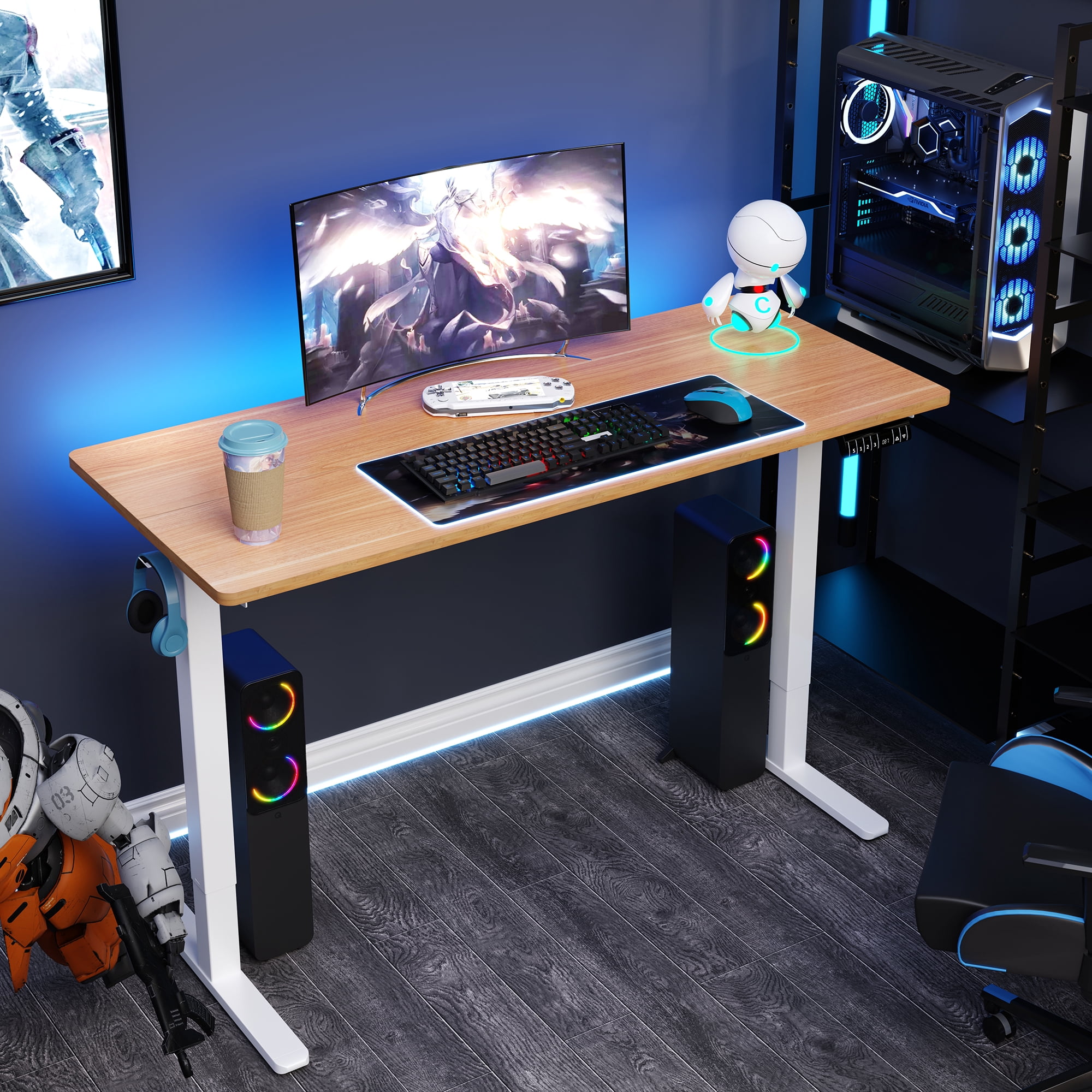 Walsunny Electric Height Adjustable Standing Home Office Desk 55 x 24 ...