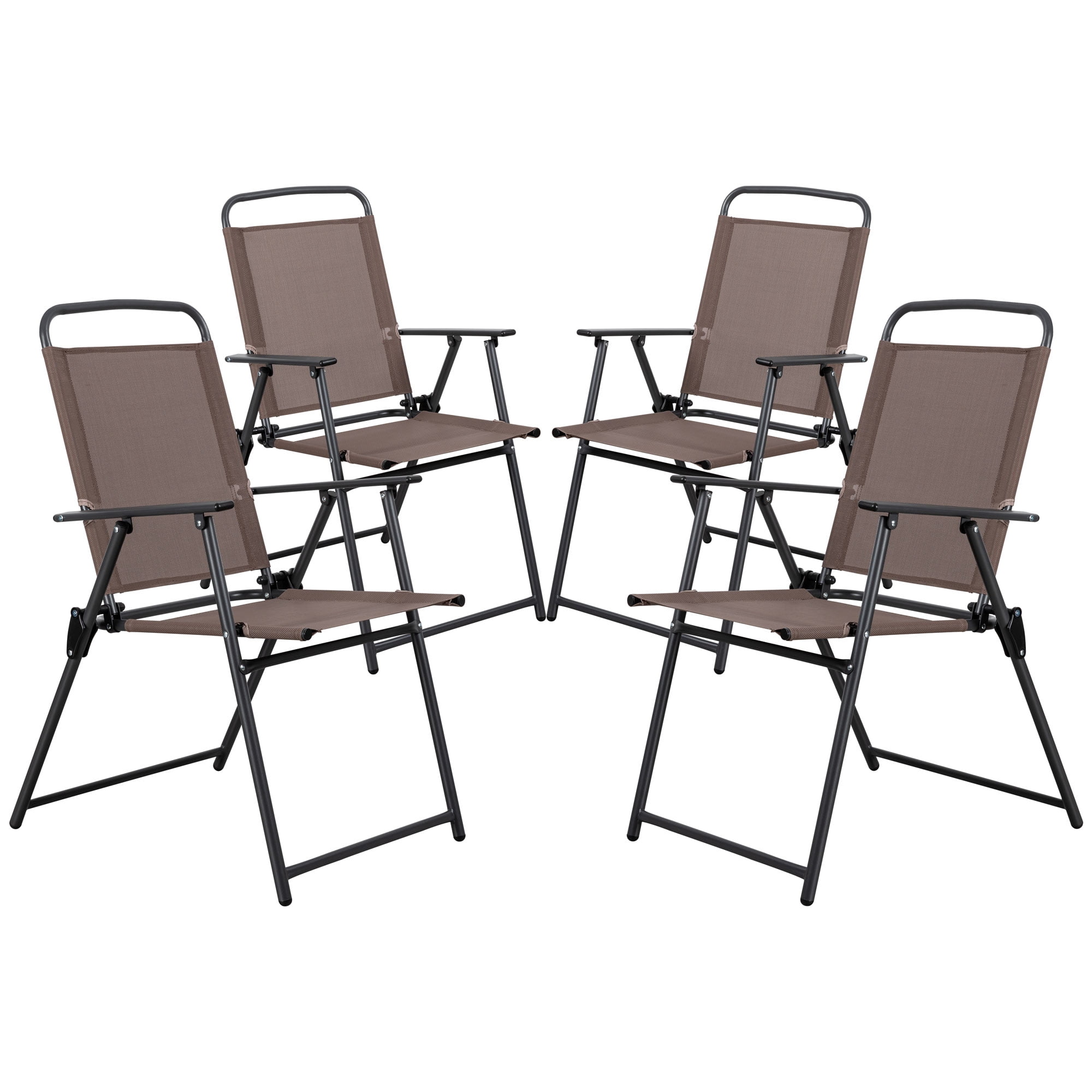 Walsunny Steel Folding Patio Dining Chairs Set of 4, Outdoor Sling ...