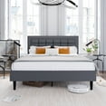 Walsunny Full Bed Frame with Square Stitched Button Tufted Headboard ...
