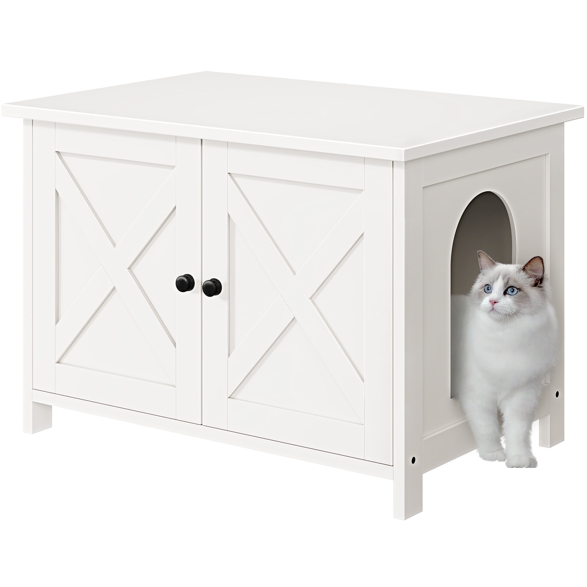 Walsunny Hidden Cat Litter Box Cat Washroom with Double Removable doors ...