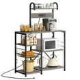 Walsunny Kitchen Bakers Rack with Power Outlet,Industrial Kitchen Island Storage Shelf with 6 ...