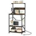 Walsunny Kitchen Bakers Rack with Power Outlet Microwave Stand with 6 S-shaped Hooks 4-Tier ...