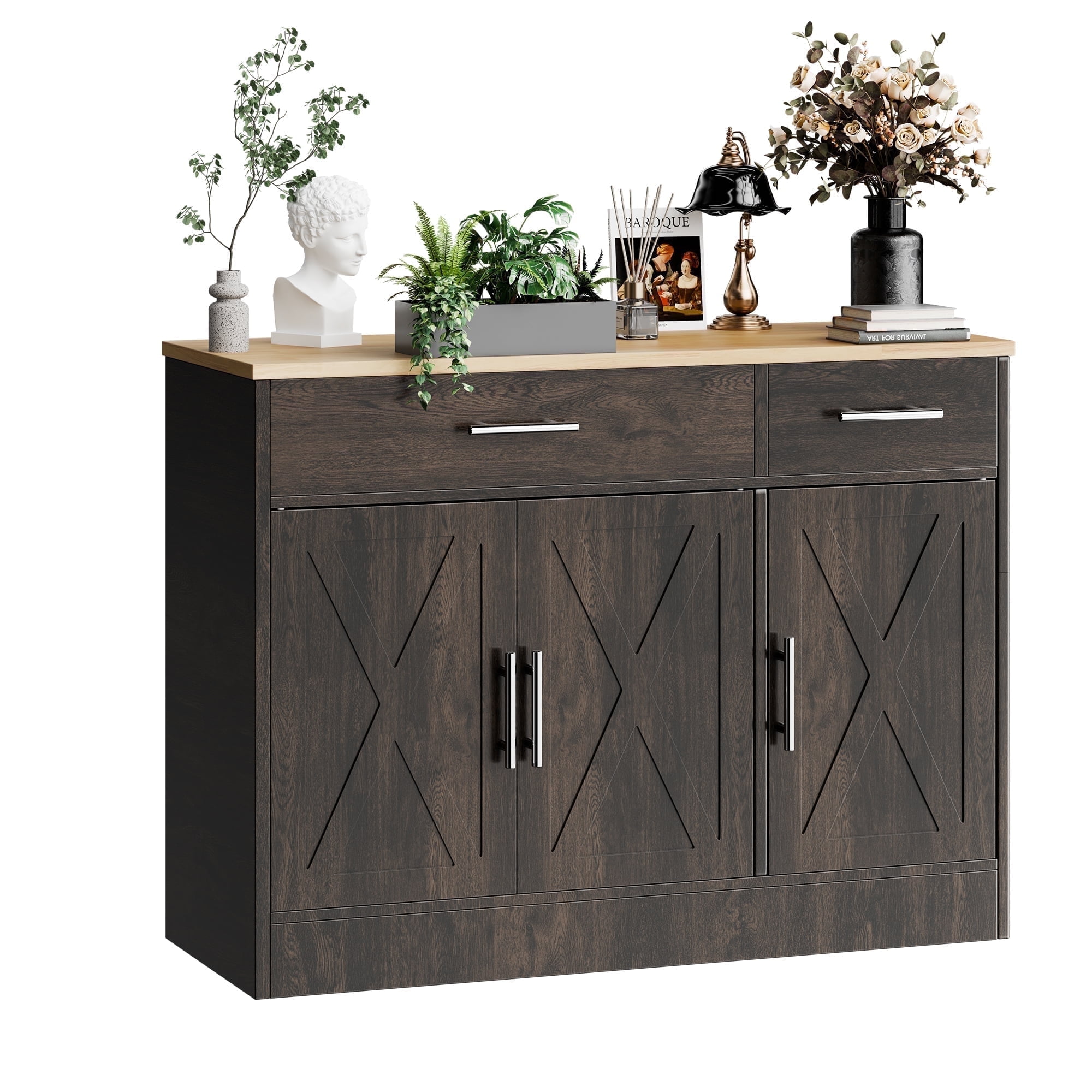 Walsunny Kitchen Buffet Sideboard Cabinet with Adjustable Shelf,Wooden ...
