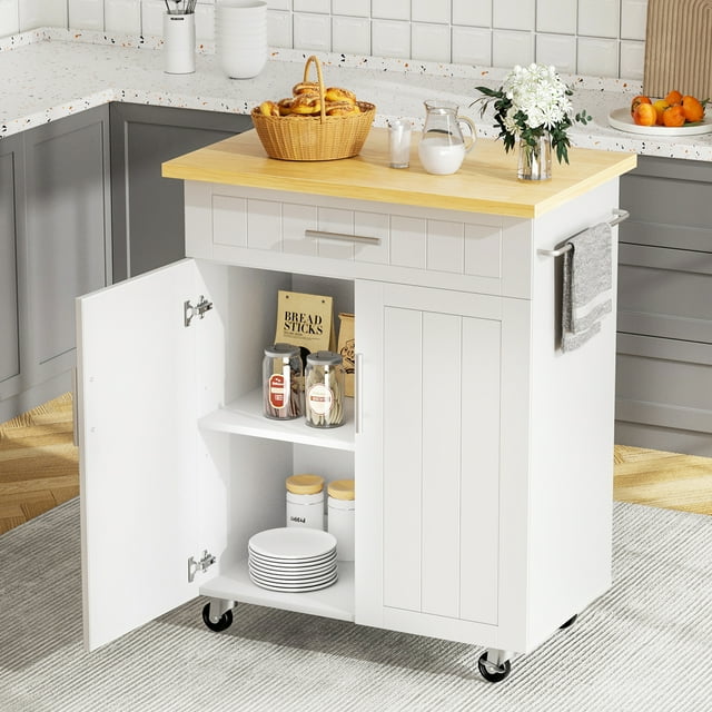 Walsunny Kitchen Island on Wheels with Storage, Kitchen Cart with ...