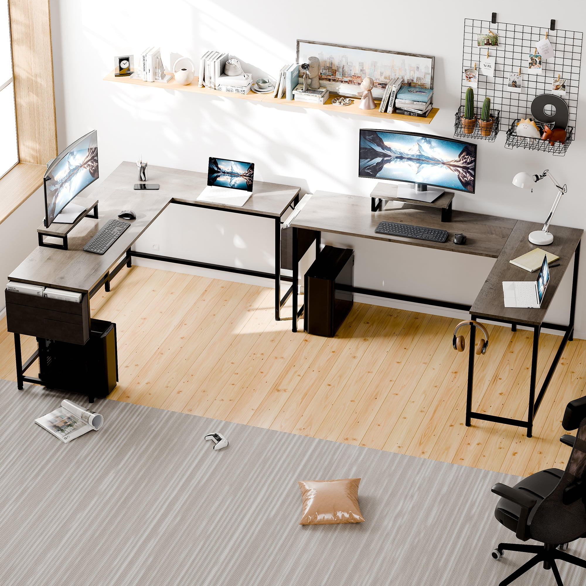 Walsunny L Shaped 66 inch Gaming Writing Computer Desk，Home Office ...