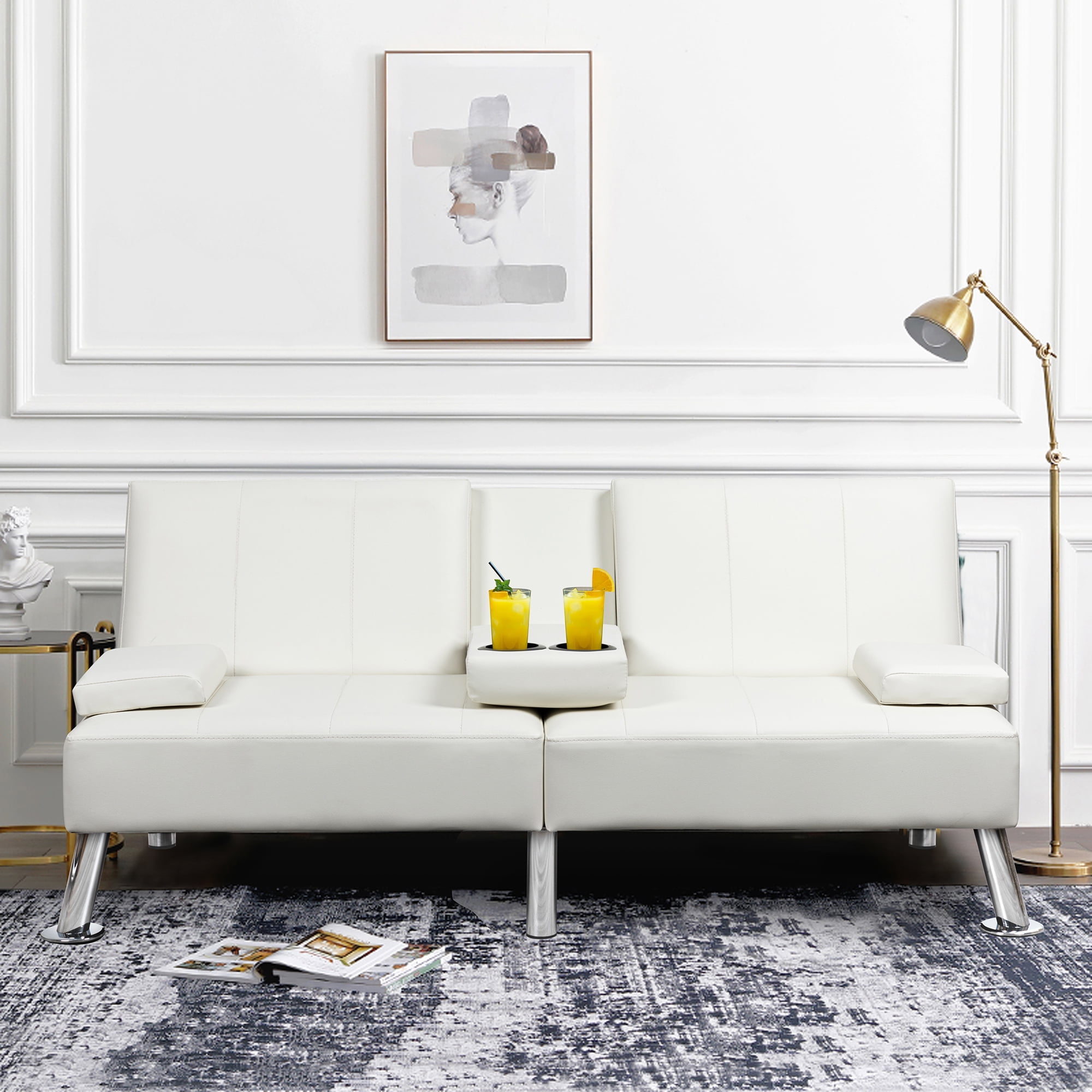 Walsunny Modern Convertible Sofa Bed, Space-Saving, Easy to Clean Couch ...