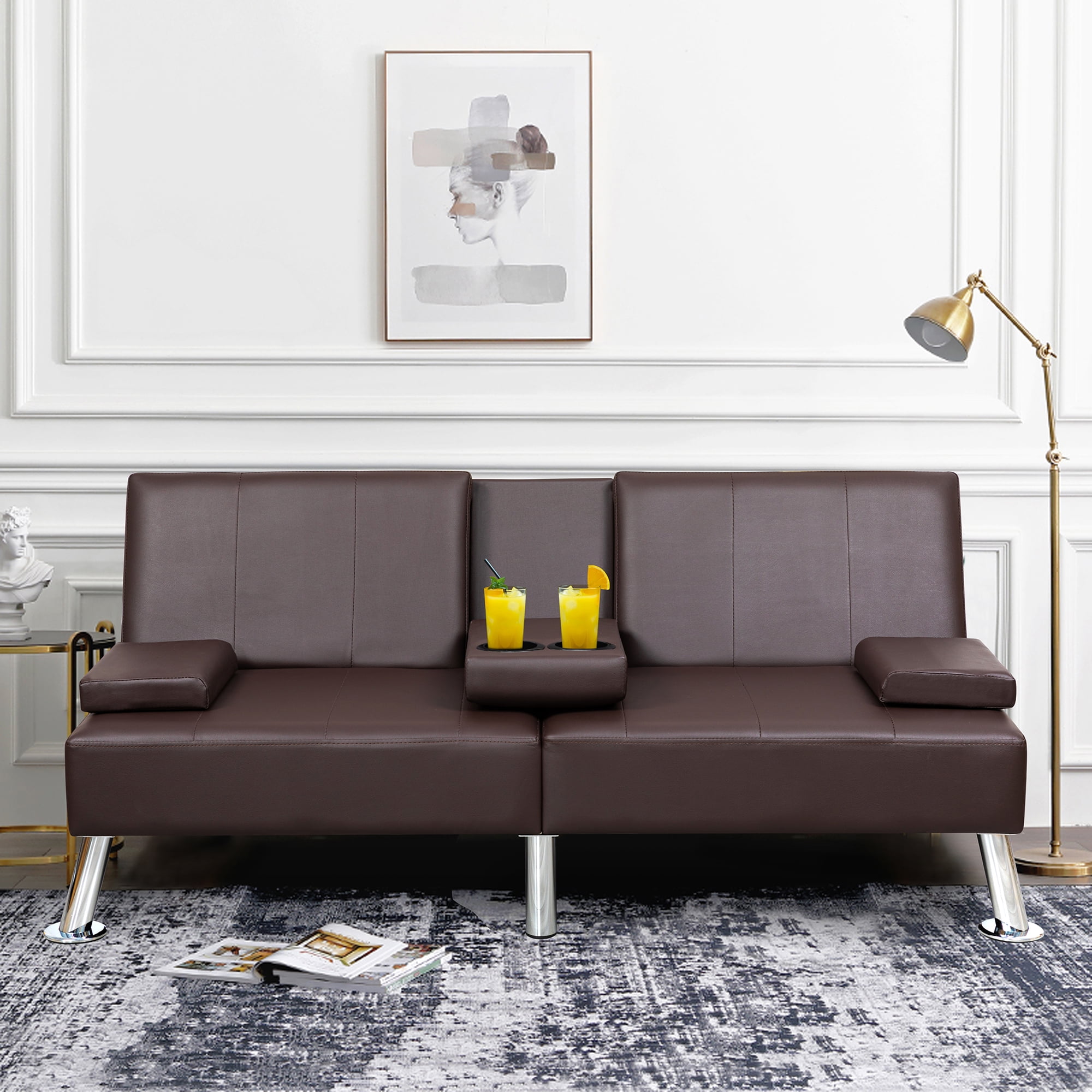 Walsunny Modern Convertible Sofa Bed, Space-Saving, Easy to Clean Couch ...