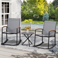 Walsunny 3-Piece Rocking Bistro Set, Outdoor Furniture with Glass Table ...