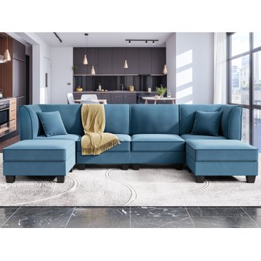 Mammoth 92" Modular Convertible Sleeper Sectional, Modern Fabric Sofa ...