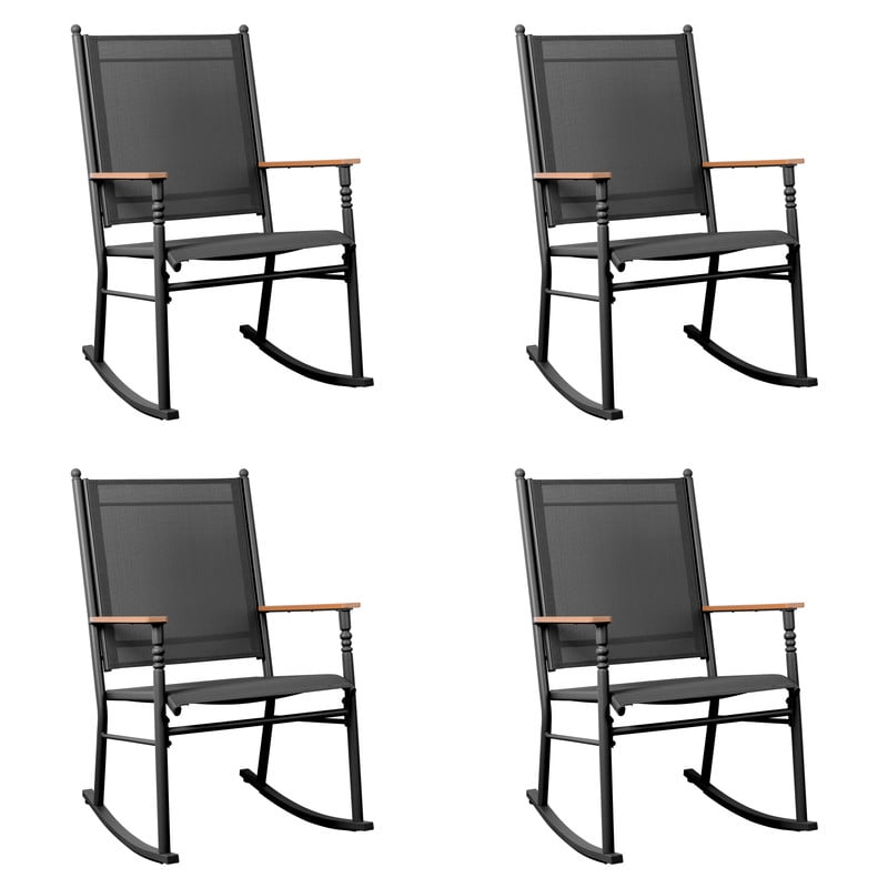 Walsunny Outdoor Patio Chairs Set of 4 Rockers Metal Rocking Chairs ...