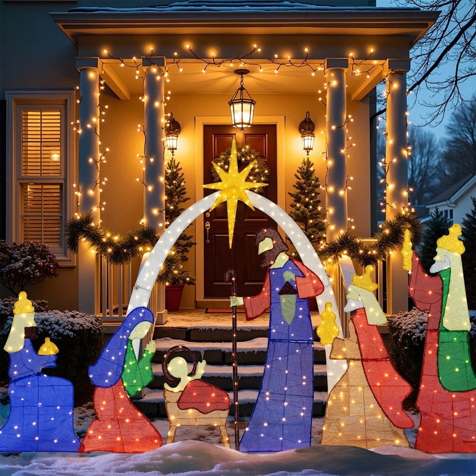 Walsunny Outdoor Nativity Scene Light Holiday Yard Christmas Decor Set ...