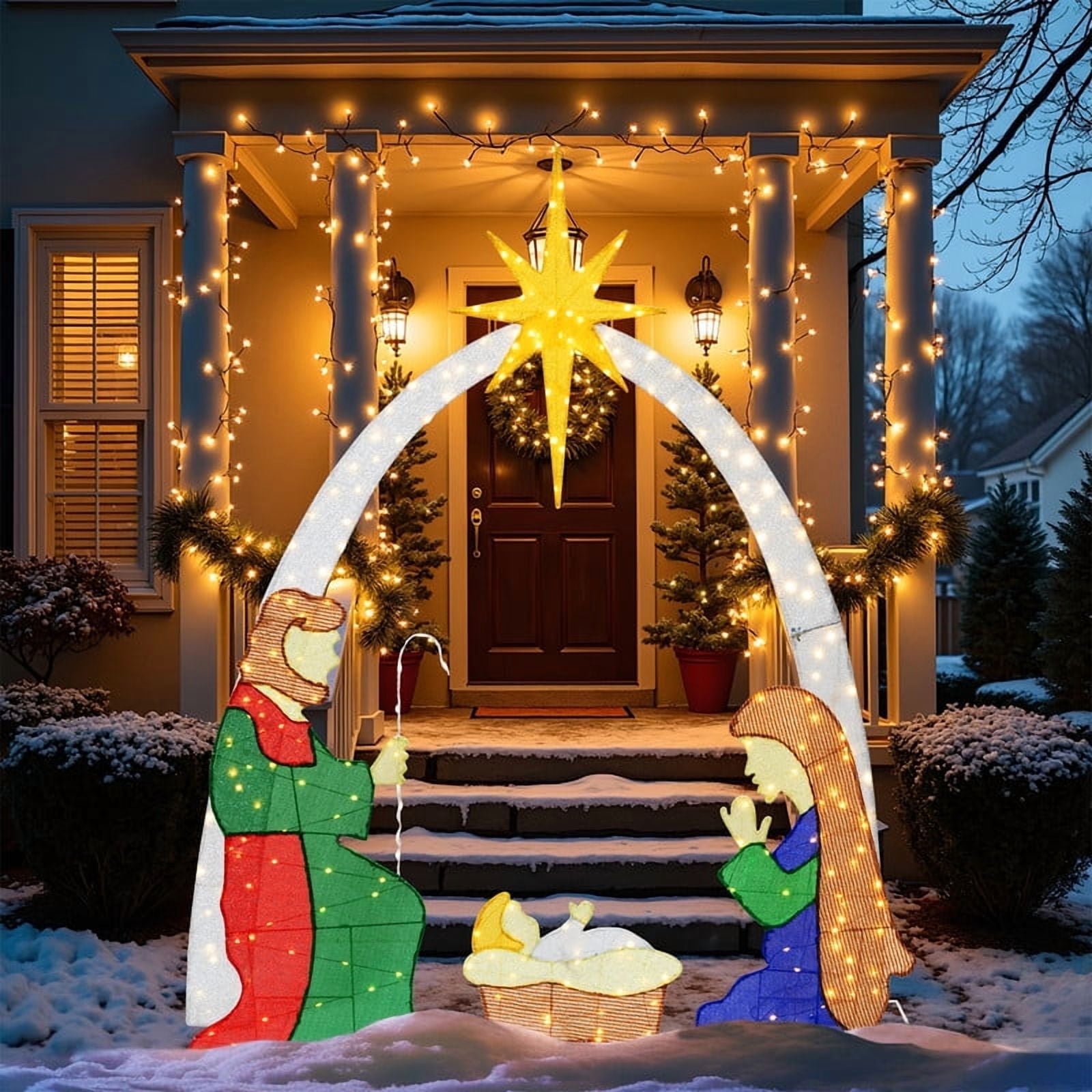 Walsunny Outdoor Nativity Scene Light Holiday Yard Christmas Decor Set ...