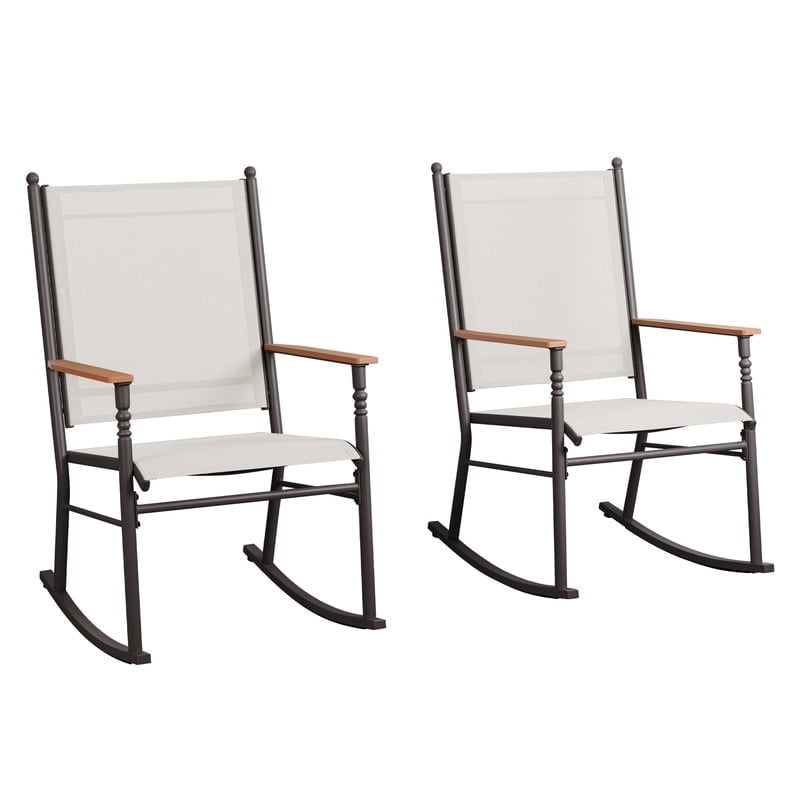 Walsunny Outdoor Patio Chairs Set of 2 Rockers Metal Rocking Chairs ...