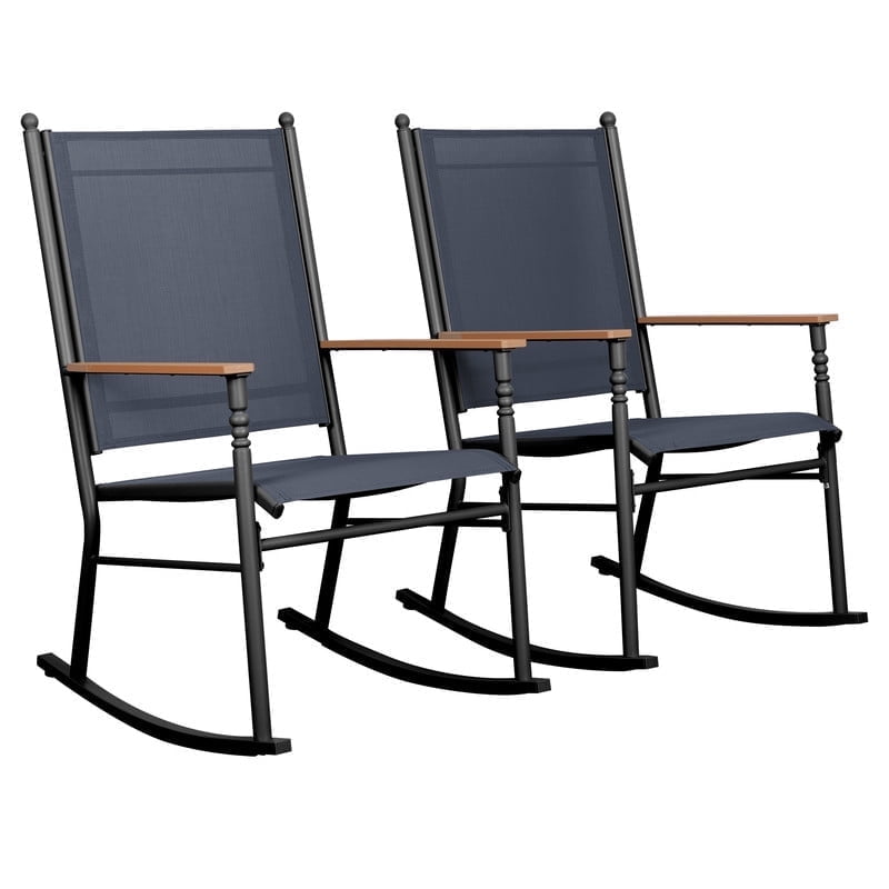 Walsunny Outdoor Patio Chairs Set of 2 Rockers Metal Rocking Chairs ...