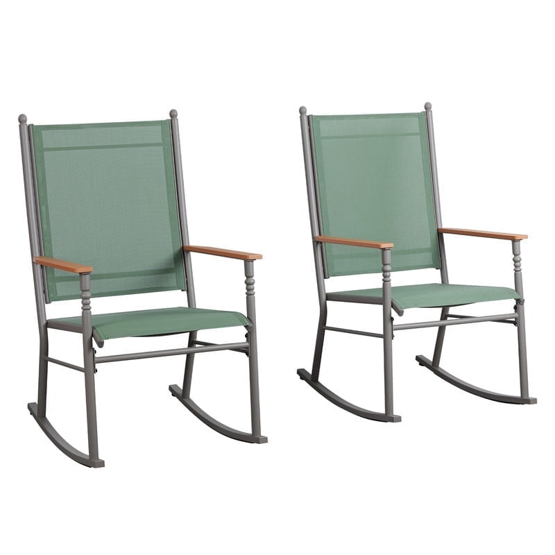 Walsunny Outdoor Patio Chairs Set of 2 Rockers Metal Rocking Chairs ...