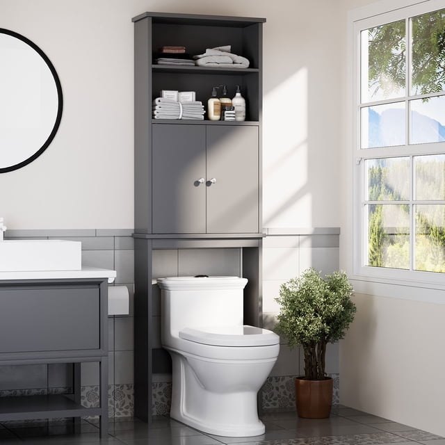 Walsunny Adjustable Bathroom Storage Cabinet & Space Saver Wood Shelves ...