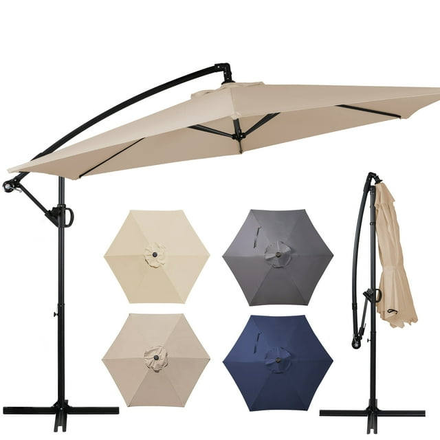 Walsunny Garden Patio Offset Umbrella, Tilt Adjustment, Crank, Cross ...
