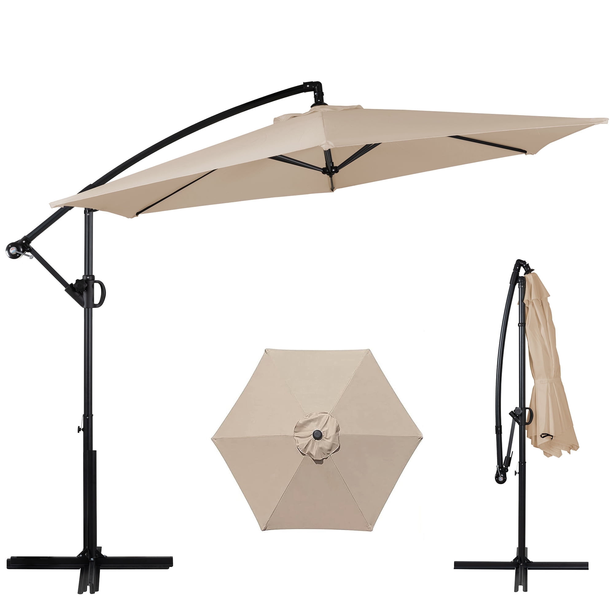 Walsunny Patio Offset Umbrella Easy Tilt Adjustment,Crank and Cross ...