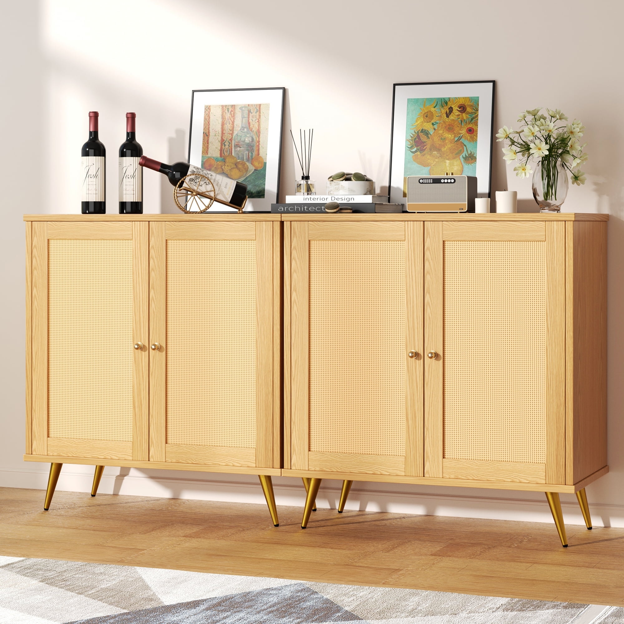 Walsunny Sideboard Buffet Storage Cabinet Set of 2,Kitchen Storage ...