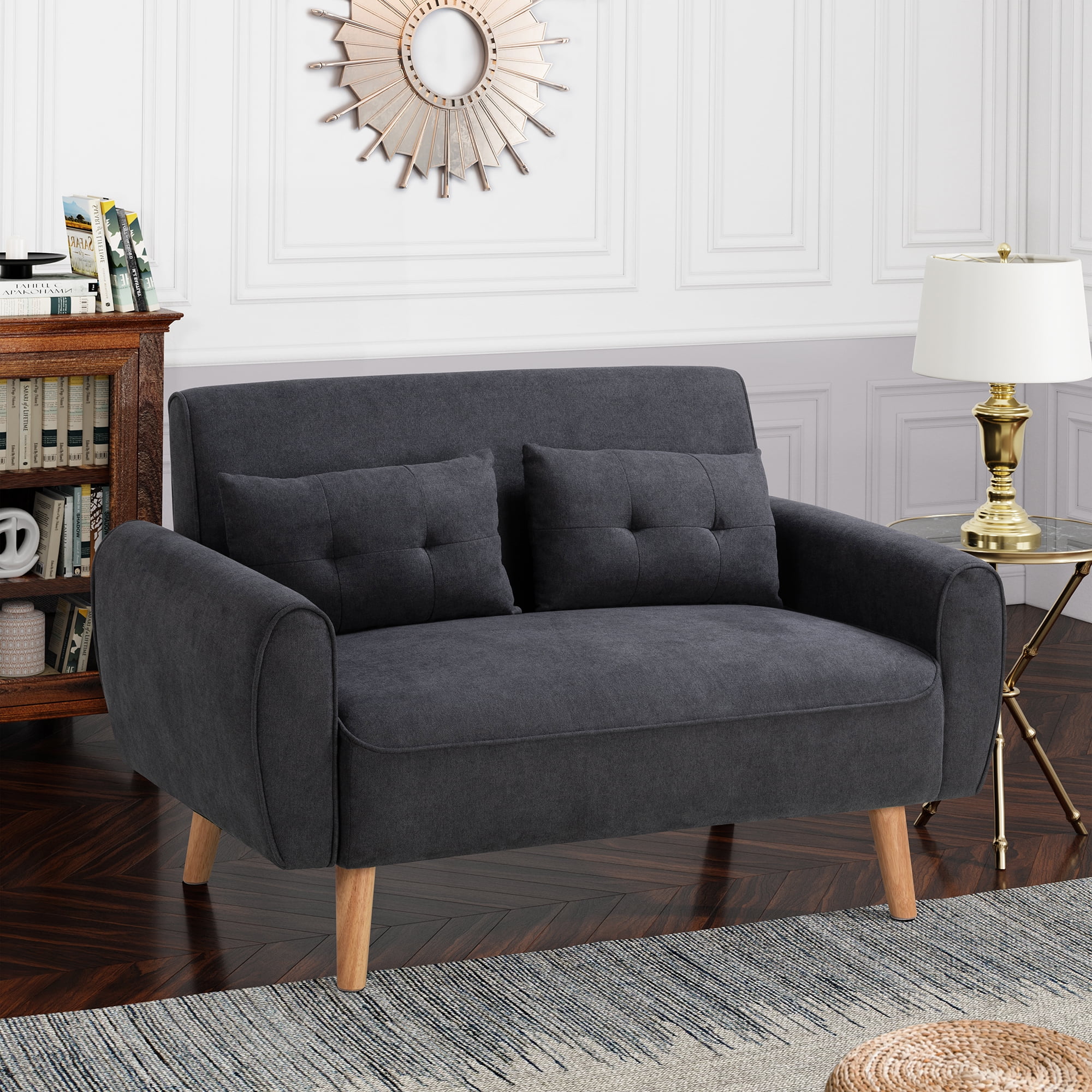 Walsunny Small Modern Loveseat Sofa, Upholstered Fabric Love Seat with ...