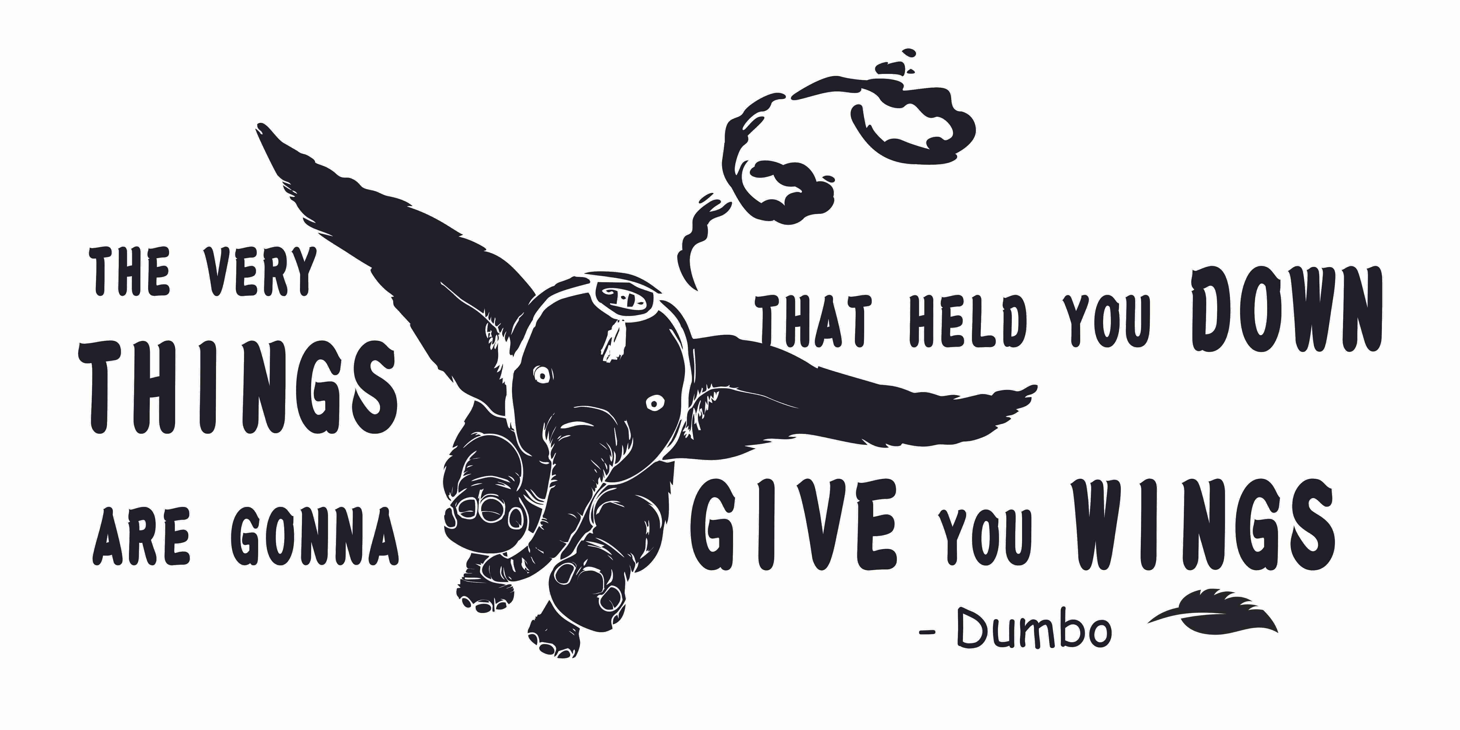 Walt Disney Dumbo Movie Quotes Wall Decal - 10" x 20" DIY Stick And ...