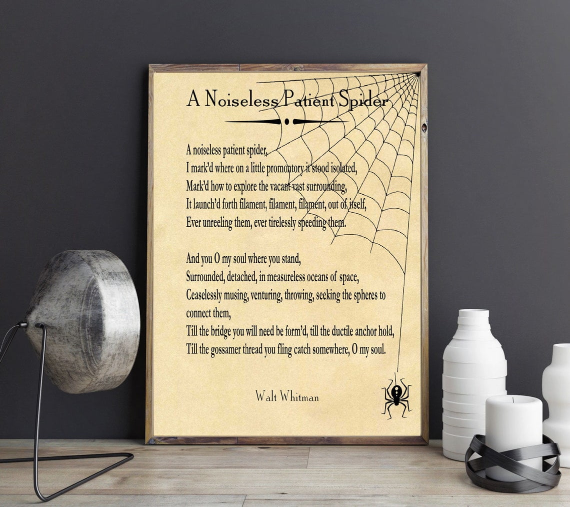 Walt Whitman A Noiseless Patient Spider Poem Print Wall Art, Modern ...