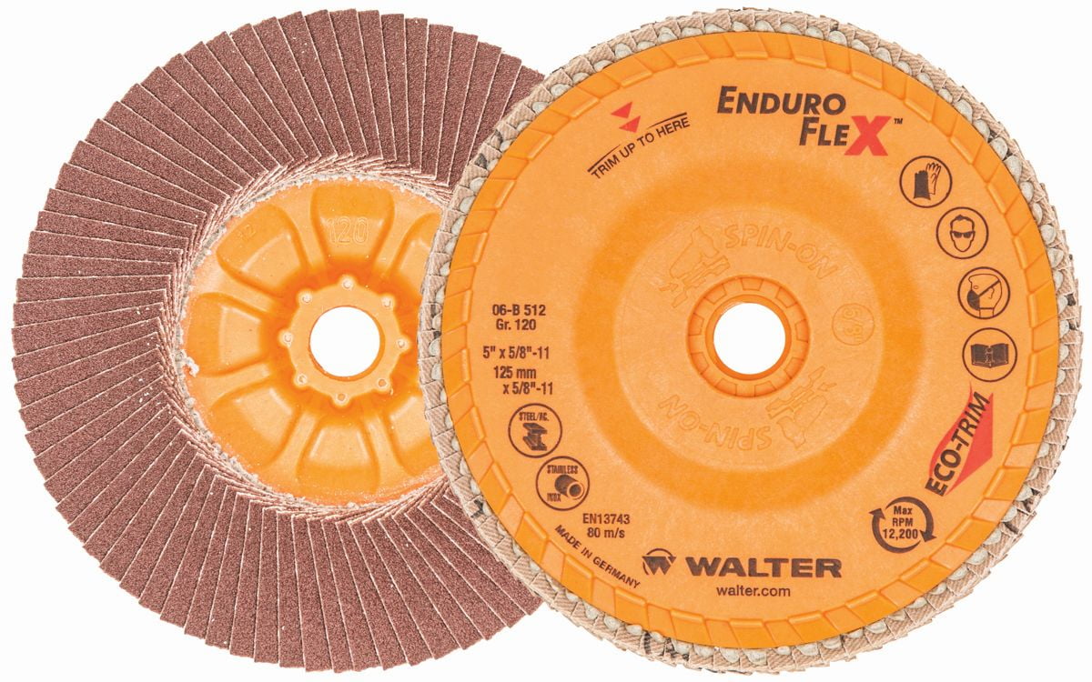 Walter 06B512 Enduro-Flex Spin-On Flap Disc 5" x 5/8-11" 120 Grit ...