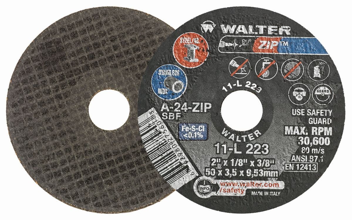 Walter 11L223 Zip Cut Off Wheel 2" x 1/8" x 3/8" Arbor Type 1 - Walmart.com