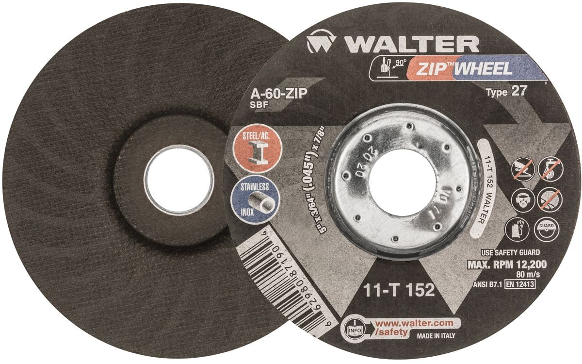 Walter 11T152 5x3/64x7/8 ZIPCUT Cut-Off Wheels for Angle Grinder Type ...