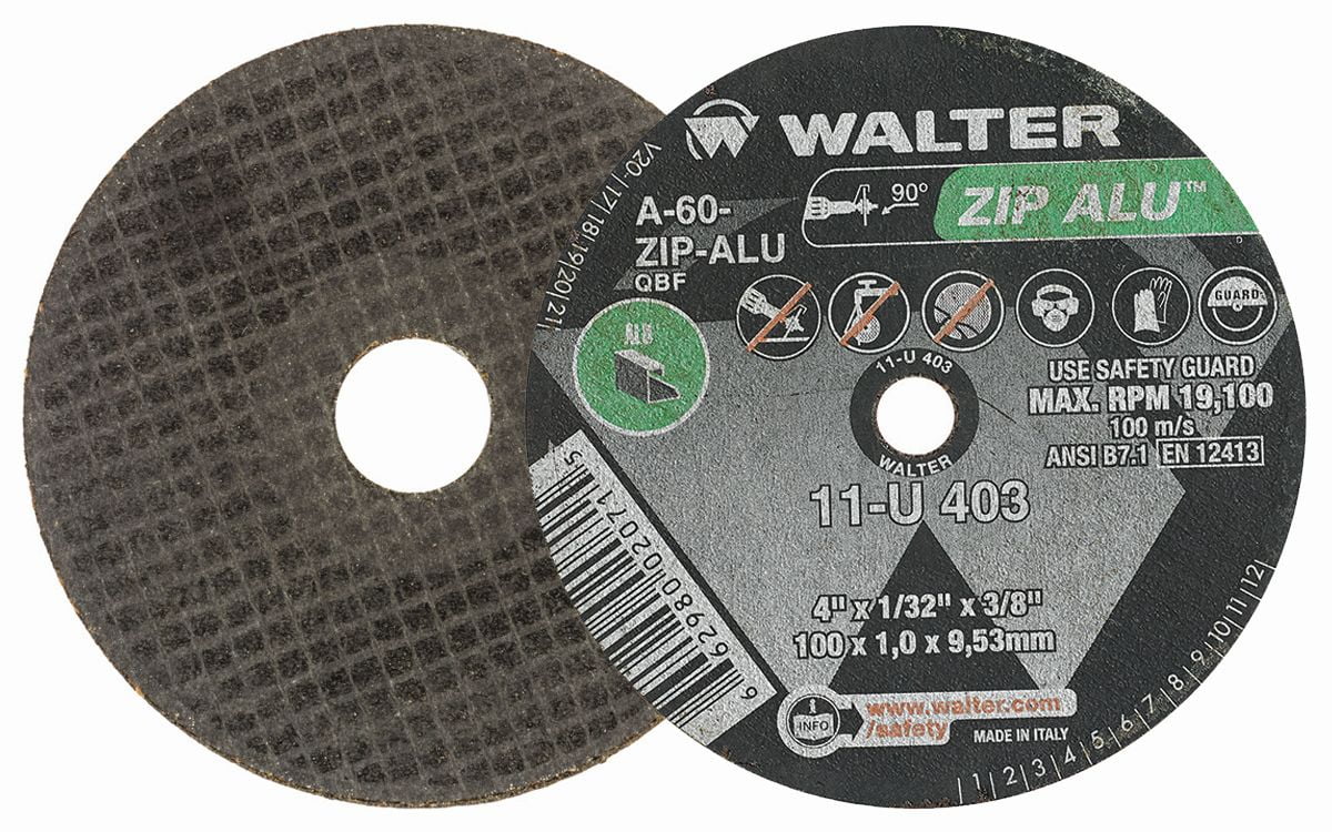 Walter 11U403 Zip Alu Cut Off Wheel 4" x 1/32" x 3/8" Arbor Type 1 ...