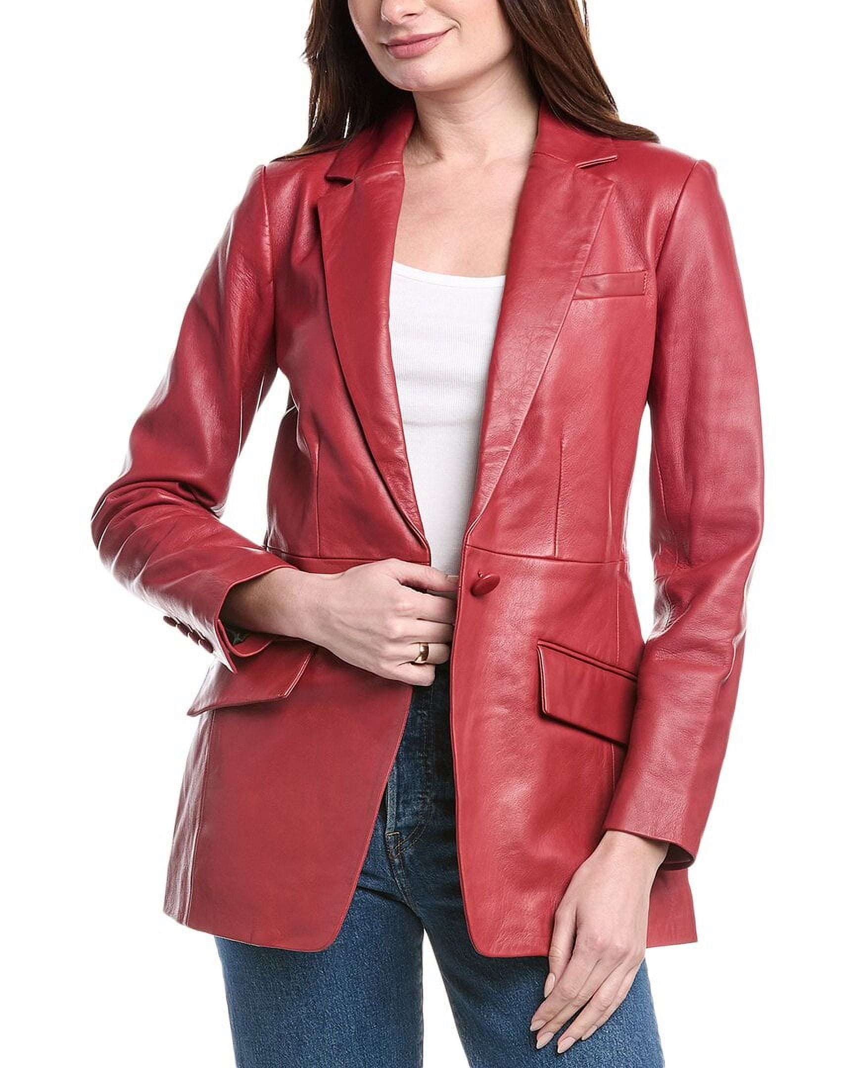 Walter Baker womens Mia Leather Blazer, s, Red - Walmart.com
