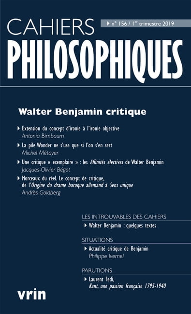 Cahiers Philosophiques: Walter Benjamin Critique (Paperback) - Walmart.com
