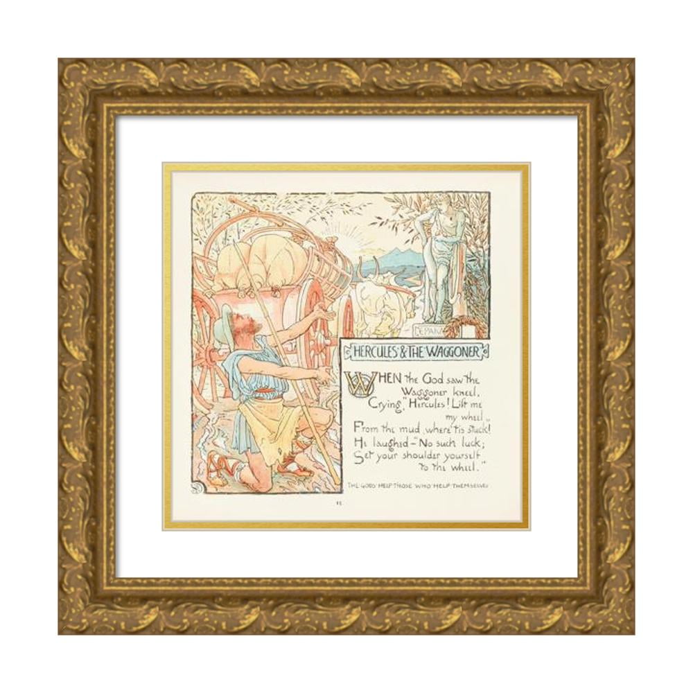 Walter Crane 12x12 Gold Ornate Wood Frame and Double Matted Museum Art ...