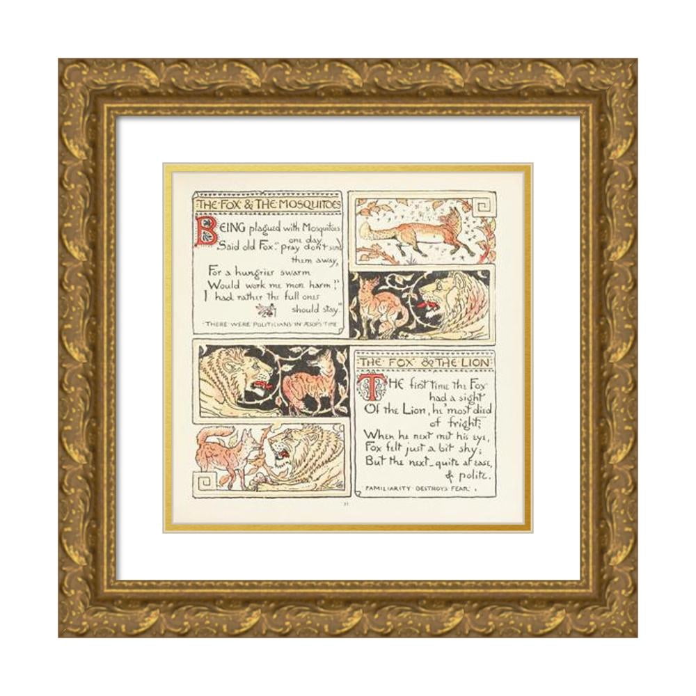 Walter Crane 15x15 Gold Ornate Wood Frame and Double Matted Museum Art ...